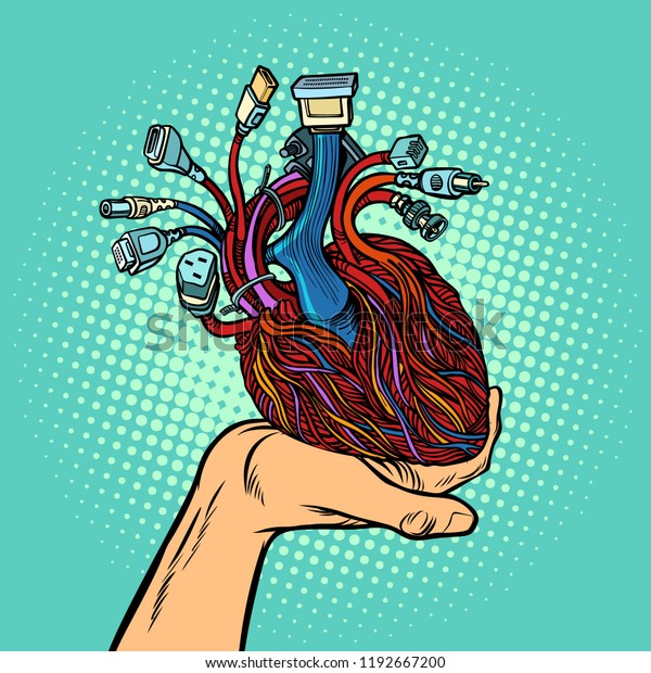 Cyber Heart Human Hand Pop Art Stock Vector (Royalty Free) 1192667200 ...