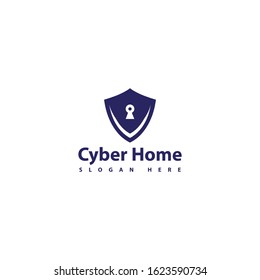 Cyber Home Logo Protective Shape House Stock Vector (Royalty Free ...