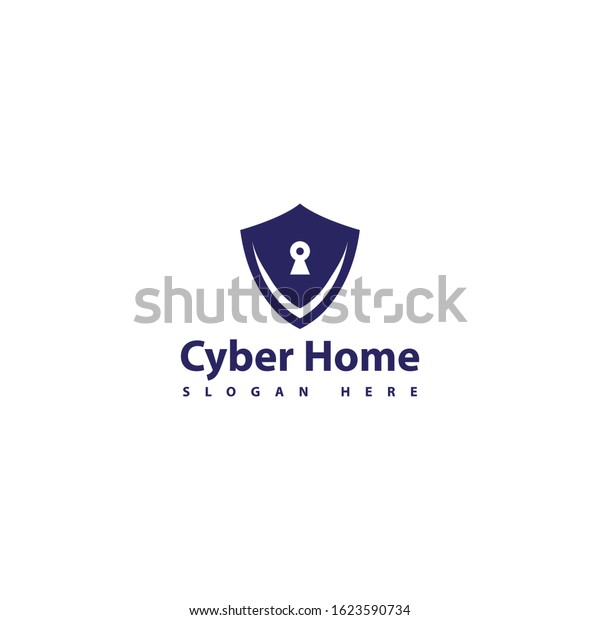 Cyber Home Logo Protective Shape House Stock Vector (Royalty Free ...