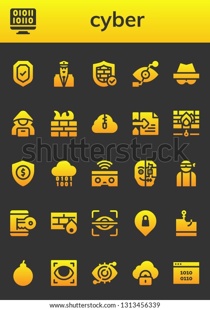 Cyber Icon Set 26 Filled Cyber Stock Vector (Royalty Free) 1313456339