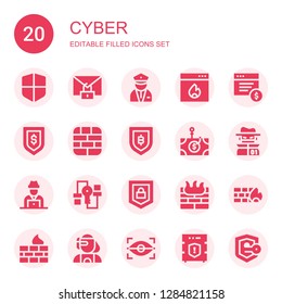 Cyber Icon Set Collection 20 Filled Stock Vector (Royalty Free ...