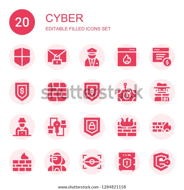 Cyber Icon Set Collection 20 Filled Stock Vector (Royalty Free ...
