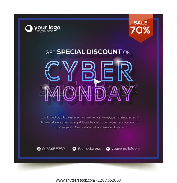 Cyber Monday Brochure Square Design Template Stock Vector (Royalty Free ...