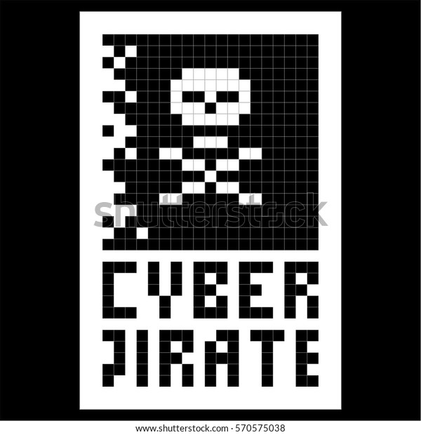 Cyber Pirate Logo White Pixel Jolly Stock Vector (Royalty Free ...