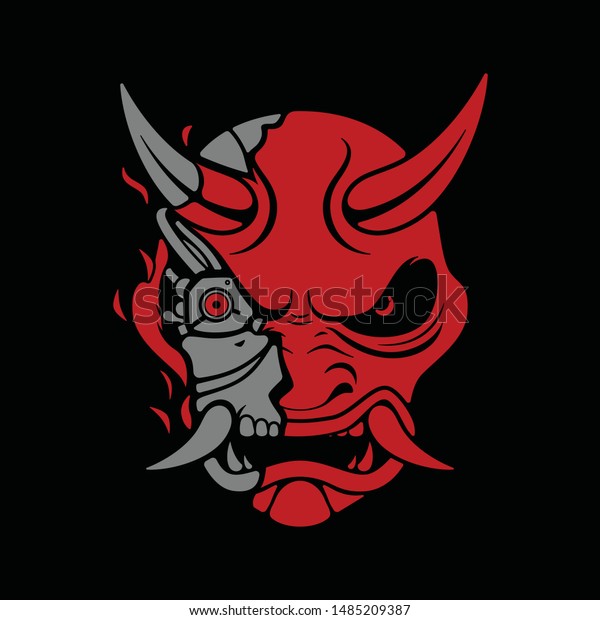 Cyber Punk Oni Mask Vector Illustration: vetor stock (livre de direitos ...