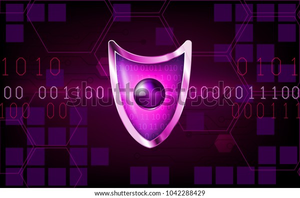 Cyber Security Antivirus Concept Purple Shield Stock Vector (Royalty ...