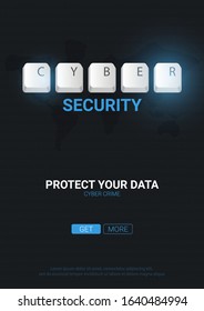 Cyber Security Banner Keyboard Buttons Vector Stock Vector (Royalty ...