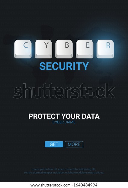 Cyber Security Banner Keyboard Buttons Vector Stock Vector (Royalty ...