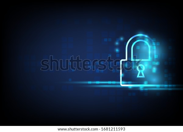 Cyber Security Concept Lock Symbol Lines Stock Vector (Royalty Free ...