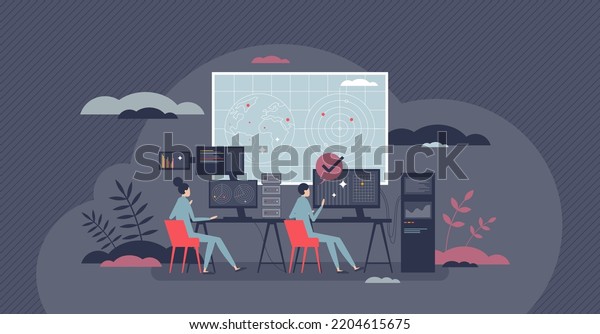 Cyber Security Control Room Surveillance Center Stock Vector (Royalty ...