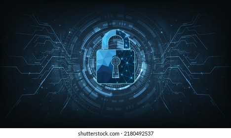 Cyber Security Design Padlock Lock On Stock Vector (Royalty Free ...