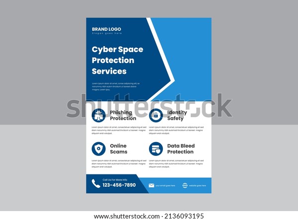 Cyber Security Flyer Poster Template Cyber 库存矢量图（免版税）2136093195 ...