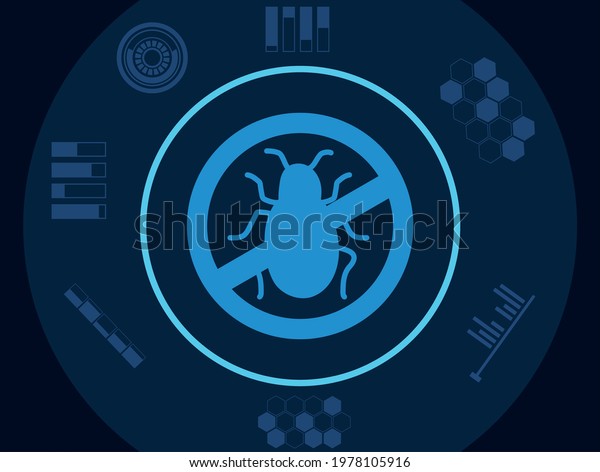 Cyber Security Icons Around Bug Stock Vector (Royalty Free) 1978105916 ...