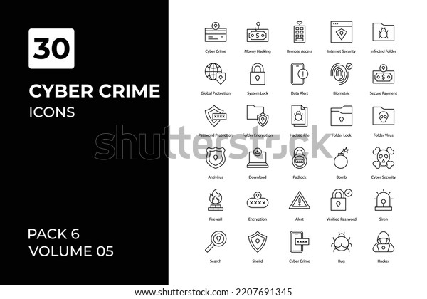 Cyber Security Icons Collection Set Vector Stock Vector (Royalty Free ...