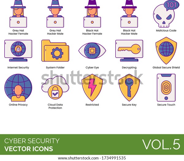 Cyber Security Icons Including Grey Black Stock Vector (Royalty Free ...