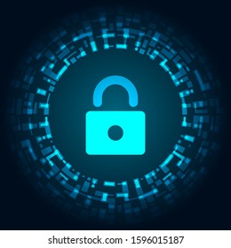Cyber Security Illustration Blue Light Lock Stock Vector (Royalty Free ...