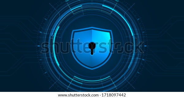 Cyber Security Illustration Blue Shield Circle Stock Vector (Royalty ...