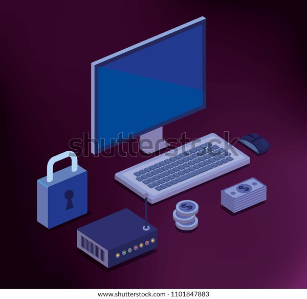 Cyber Security Isometrics Icons Stock Vector (Royalty Free) 1101847883 ...