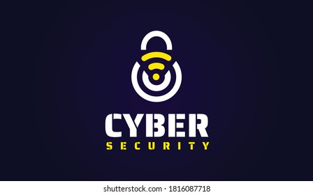 Cyber Security Lock Yellow White Logo Stock Vector (Royalty Free ...