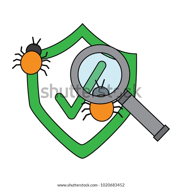 Cyber Security Magnifying Glass Search Virus Stock Vector (Royalty Free ...