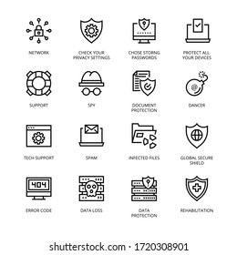 Cyber Security Outline Icons Stroke Vector Stock Vector (Royalty Free ...