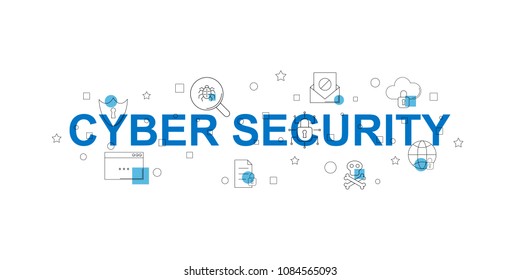 Cyber Security Vector Banner Word Line Stock Vector (Royalty Free ...