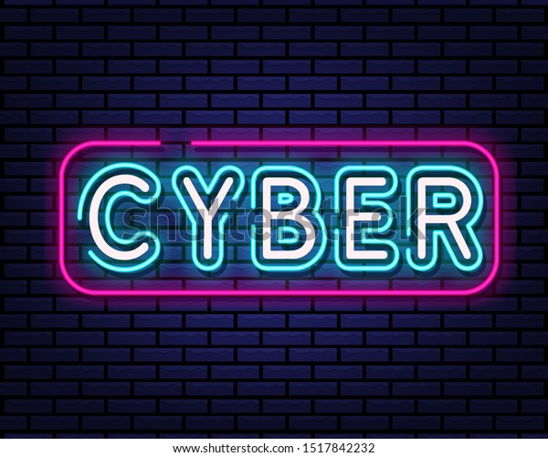 Cyber Sign Neon Style Vector Illustration Stock Vector (Royalty Free ...