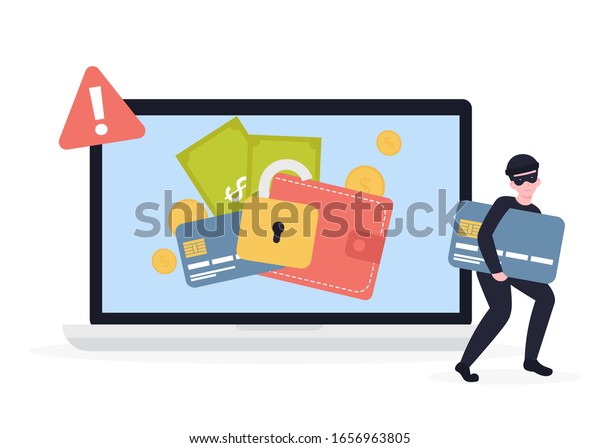 Cyber Thief Breaks Laptop Steals Money Stock Vector (Royalty Free ...