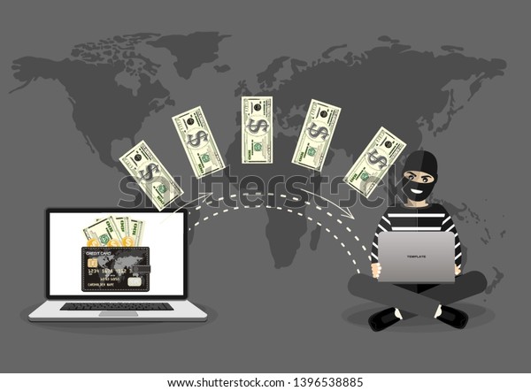 Cyber Thief Internet Scammer Thief Steals Stock Vector (Royalty Free ...