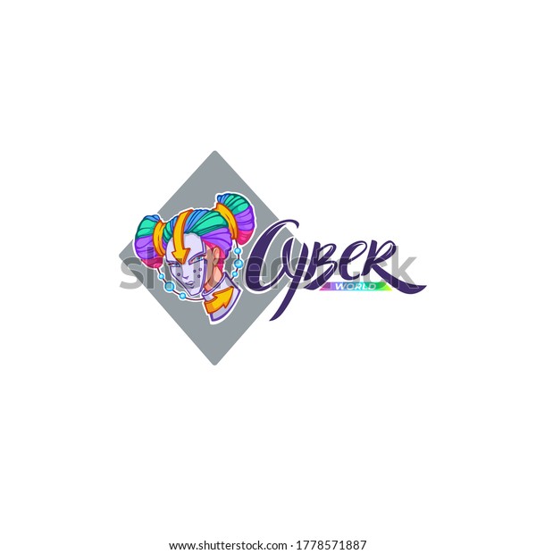 Cyber World Vector Cyberpunk Logo Girl Stock Vector (Royalty Free ...