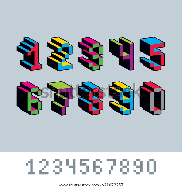 Cybernetic 3d Numbers Pixel Art Vector Stock Vector (Royalty Free ...