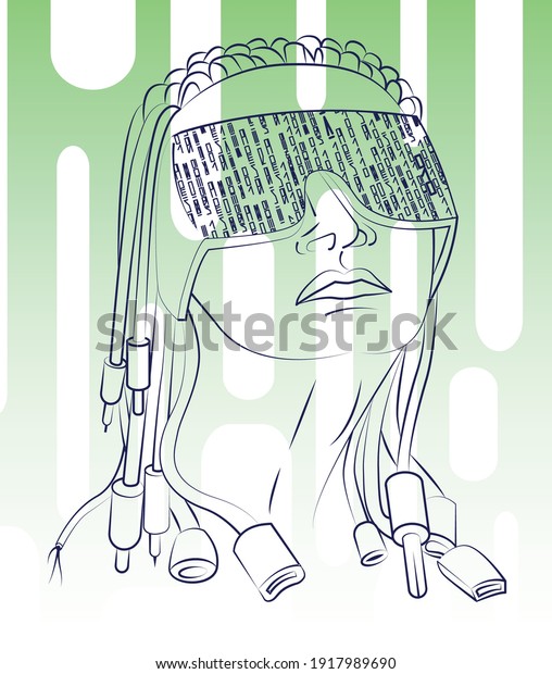 Cyberpunk Abstraction Outline Image Background Includes Stock Vector ...