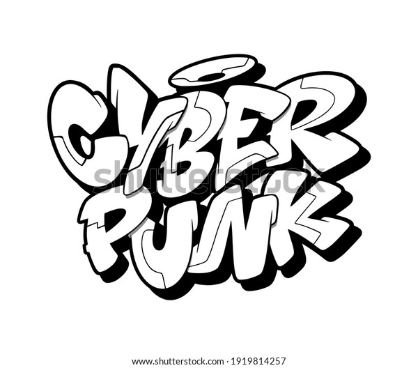 Cyberpunk Font Graffiti Style Vector Illustration Stock Vector (Royalty ...