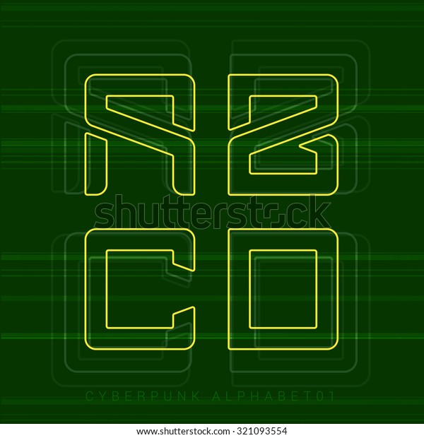 Cyberpunk Vector Graphic Alphabet Set B Stock Vector (Royalty Free ...