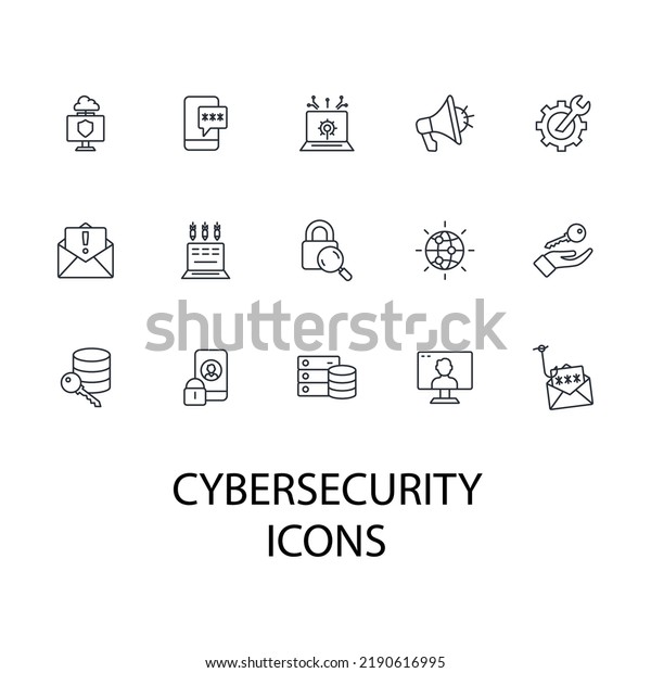 Cybersecurity Icons Set Cybersecurity Pack Symbol Stock Vector (Royalty ...