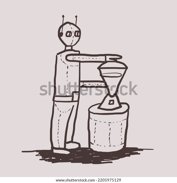 Cyborg Illustration Vector Line Art Stock Vector (Royalty Free ...