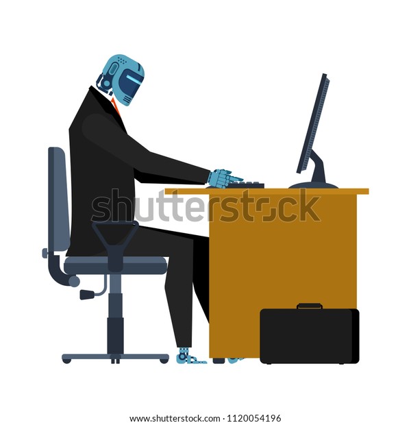 Cyborg Work Table Office Robot Artificial Stock Vector (Royalty Free ...