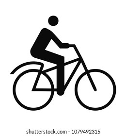 Stickman Cycle Work Schoo Bike Icon: стоковая векторная графика (без ...