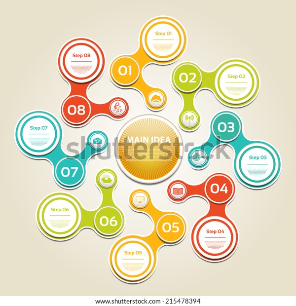Cyclic Diagram Eight Steps Icons Eps Stock Vector (Royalty Free) 215478394