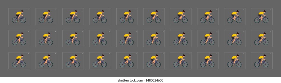 Cycling Animation Sprite Sheet Cycling Frame Arkivvektor (royaltyfri ...