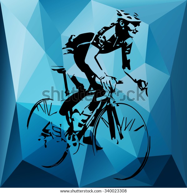 Cycling Vector Cyclist Abstract Blue Background Stock Vector (Royalty ...