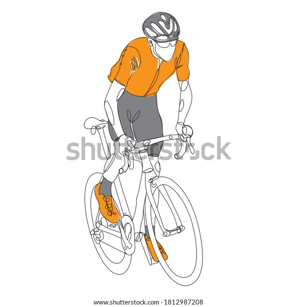 Cyclist Line Drawing Vector Bike Riding Stock Vector (Royalty Free ...