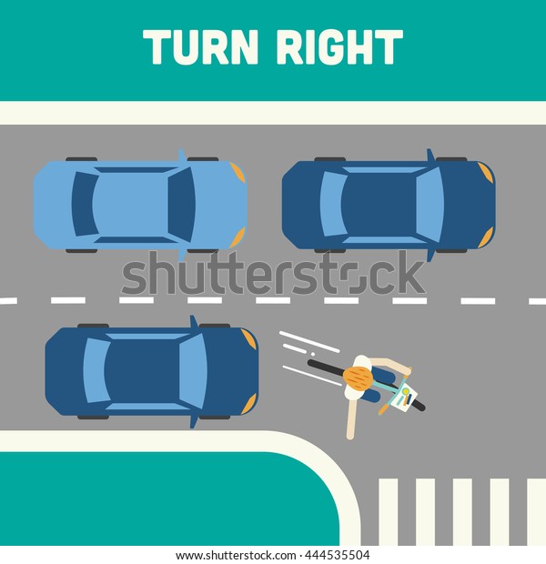 Cyclist Making Right Turn Traffic Sharing Stock Vector (Royalty Free ...