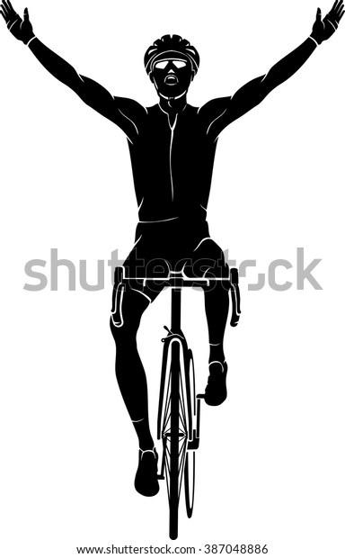 Cyclist Winner Front View Stock Vector (Royalty Free) 387048886