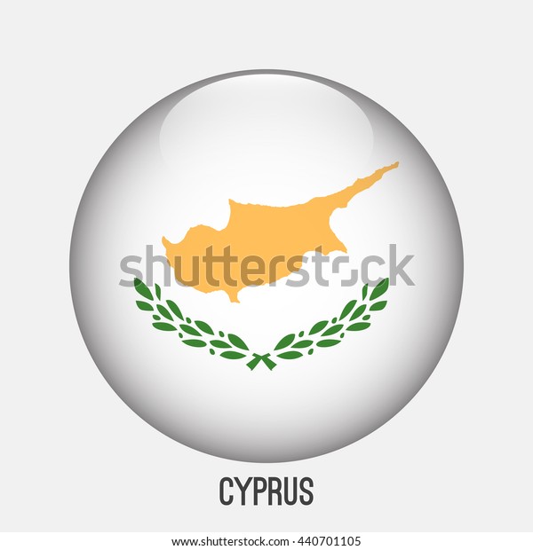 Cyprus Flag Circle Shape Transparentglossyglass Button Stock Vector ...