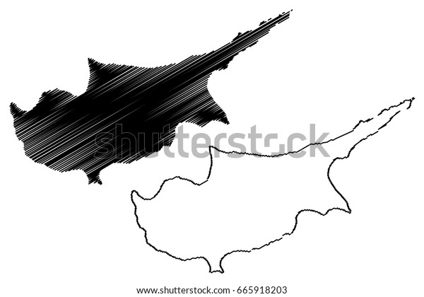 Cyprus Island Map Vector Illustration Scribble Stock Vector (Royalty ...