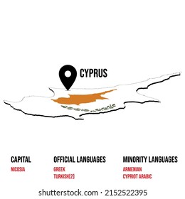 Cyprus Location Map Capital Official Language Stock Vector (Royalty ...