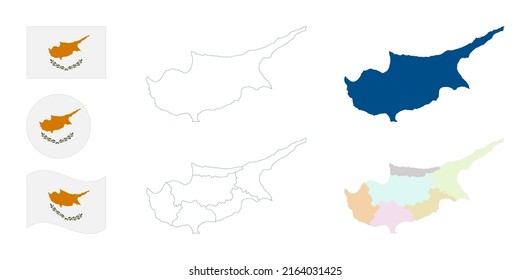 Cyprus Map Detailed Blue Outline Silhouette Stock Vector (Royalty Free ...