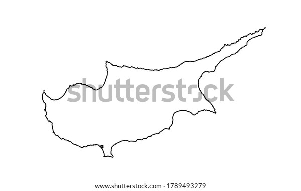 Cyprus Map Vector Line Contour Silhouette Stock Vector (Royalty Free ...
