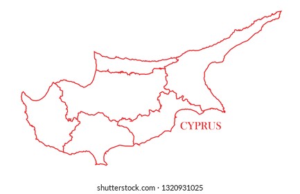 Cyprus Red Line Map Stock Vector (Royalty Free) 1320931025 | Shutterstock